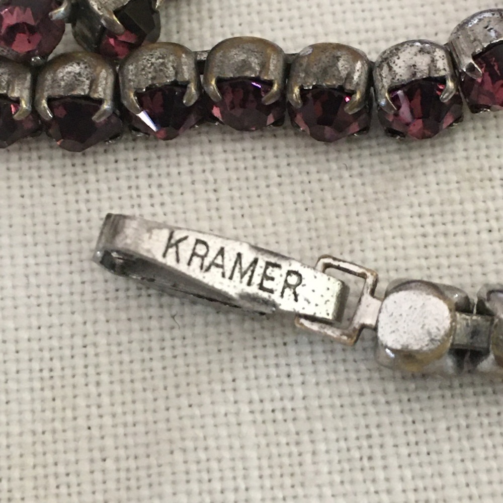 Vintage Kramer Purple Rhinestone Choker - Gem